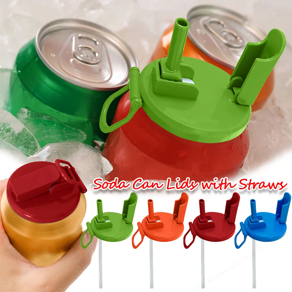 Soda Lid Cover Soda Cap Set Reusable Silicone Soda Lids with Straws Bpa ...