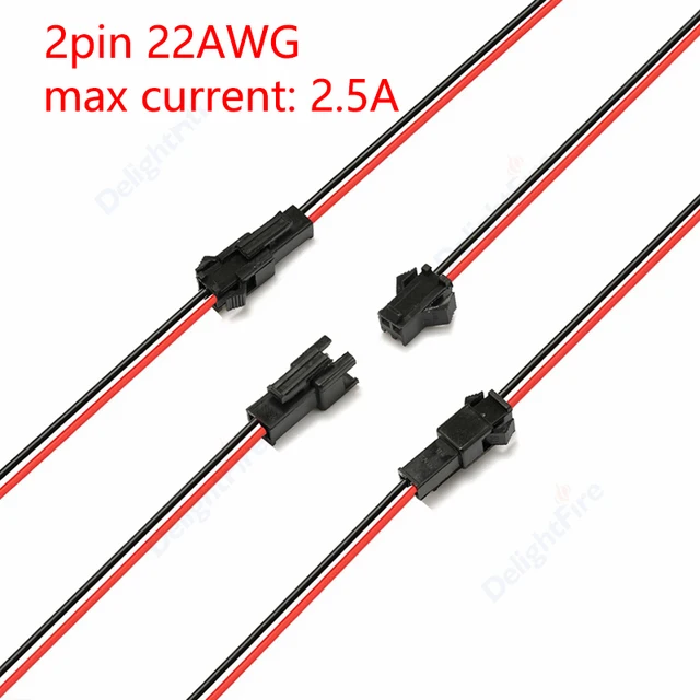 5-100pairs 2pin SM JST LED Connector Cable 22/20AWG 3/4/5/6 Pin Wire ...