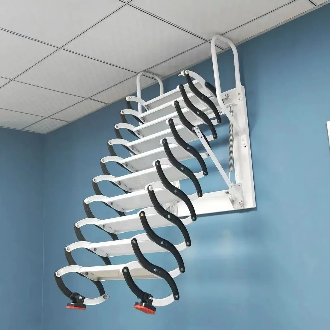 Space-saving-Attic-Telescopic-Staircase-Carbon-Steel-Lift-Ladders-for ...