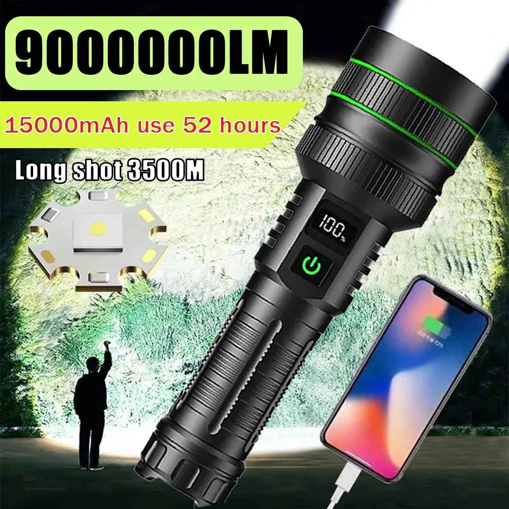NEW-9000000LM-Ultra-Powerful-Flashlight-15000mah-Battery-Tactical-Torch ...
