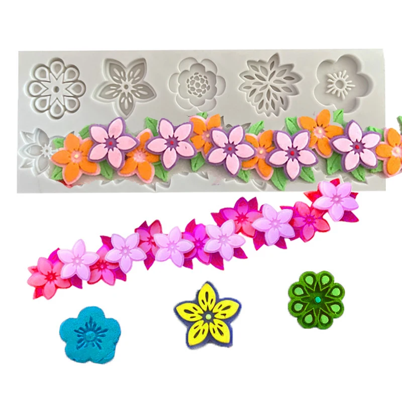 3D-Flower-Cake-Border-Fondant-Mold-Silicone-Curlicues-Embossing-Mat ...