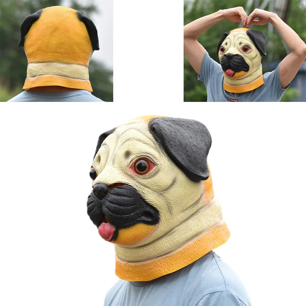 Cosplay Lovely Animal Pet Dog Pugs Funny Halloween Mask Big Ear Mouth ...