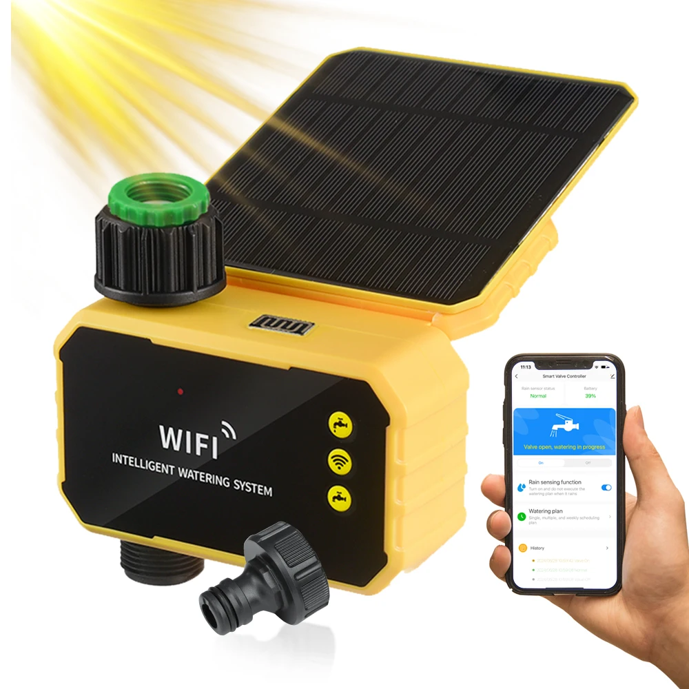 Garden Smart Irrigation Timer with Solar and USB Charging WiFi Timer ...