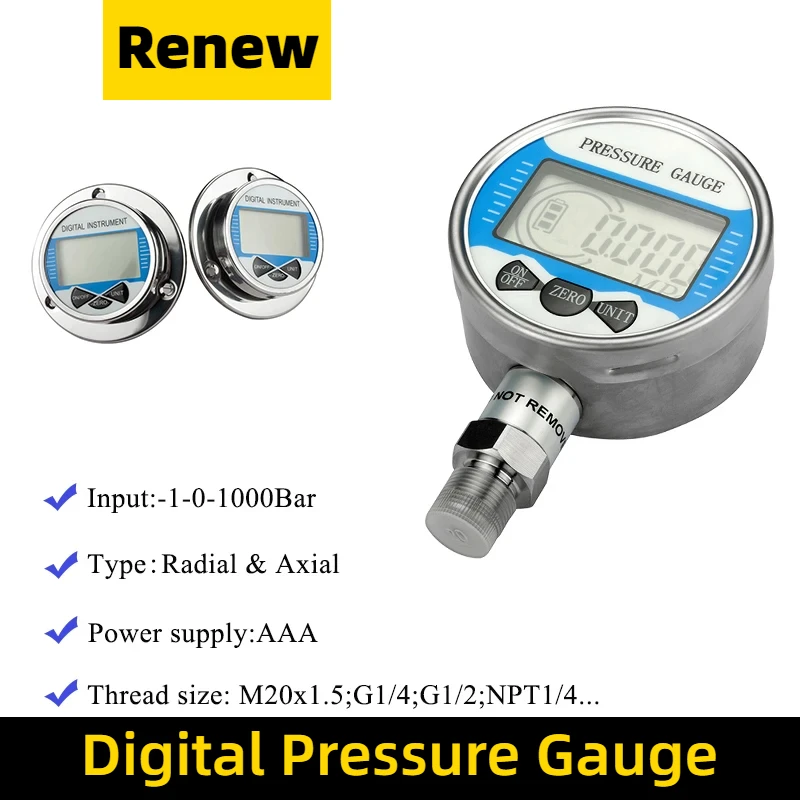 10bar-Wireless-Digital-Pressure-Gauge-G1-4-Air-Liquid-Fuel-Oil-Water ...
