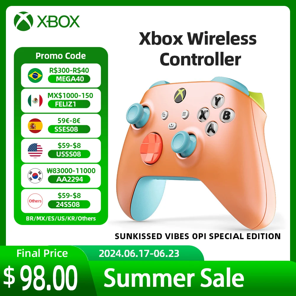 Microsoft-Xbox-Wireless-Controller-Sunkissed-Vibes-OPI-Special-Edition ...