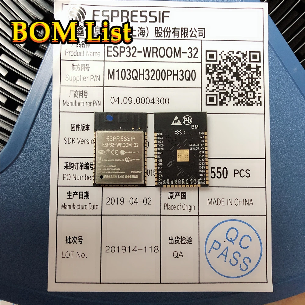 50PCS ESP32 WROOM 32 ESP32 WROOM 32 N4 WiFi + BLE 4.2 Dual Core CPU MCU Low Power BLE based on ...