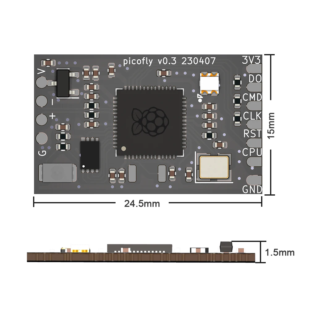 PicoFly 닌텐도 스위치용 Oled/Lite 라즈베리 파이 Pico Zero 개발 보드, 시험 버전, 듀얼 코어, 264KB ...