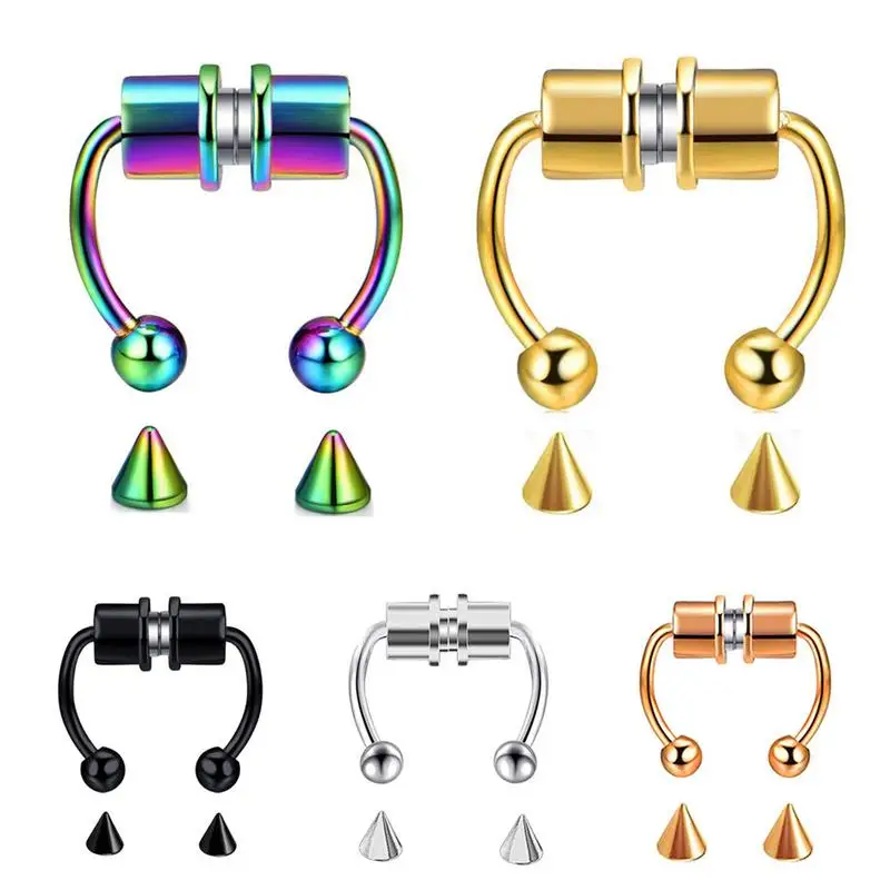 Stainless Steel Magnet Nose Ring Horseshoe Ring Nose Clip Non pierced ...