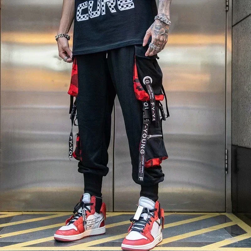 Splicing Wide Trousers Man Hip Hop Cargo Pants For Men Long Luxury ...