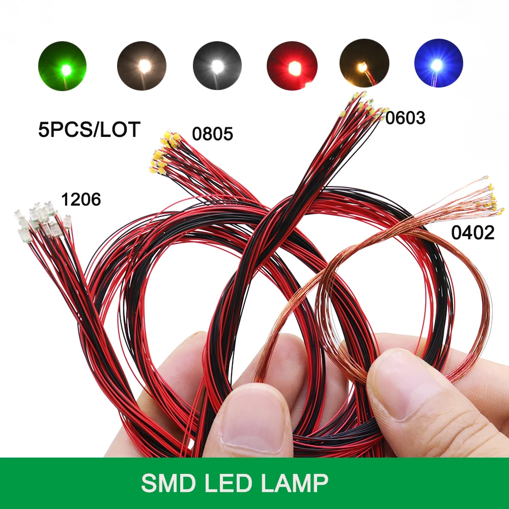 Micro-Lampe-LED-SMD-Filaire-0402-0603-0805-1206-5-Pi-ces-Lot-Puce ...