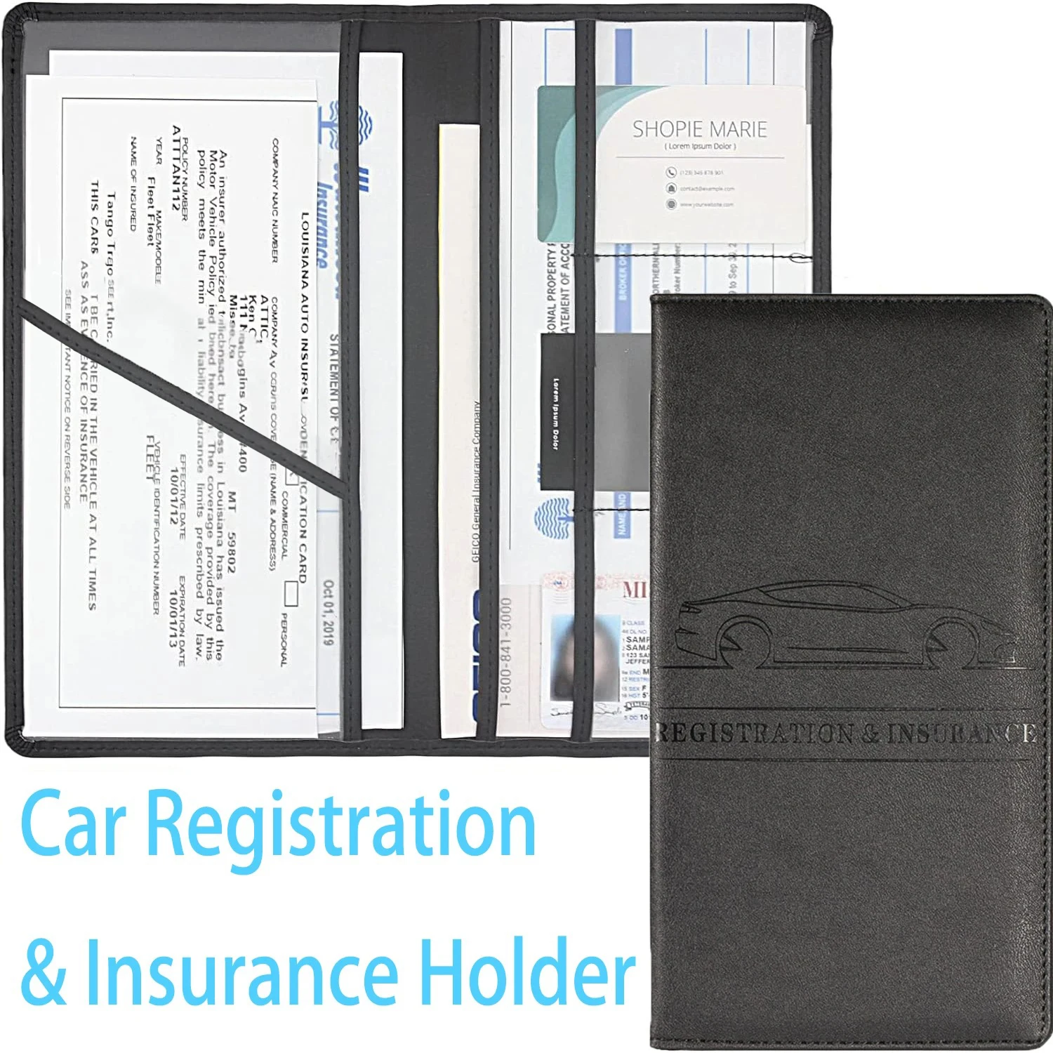Premium-Leather-Car-Registration-Insurance-Card-Holder-with-Magnetic ...