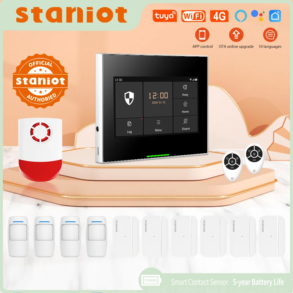 Staniot Wireless WiFi 4G Home Security Alarm System Kits for Tuya Smart ...