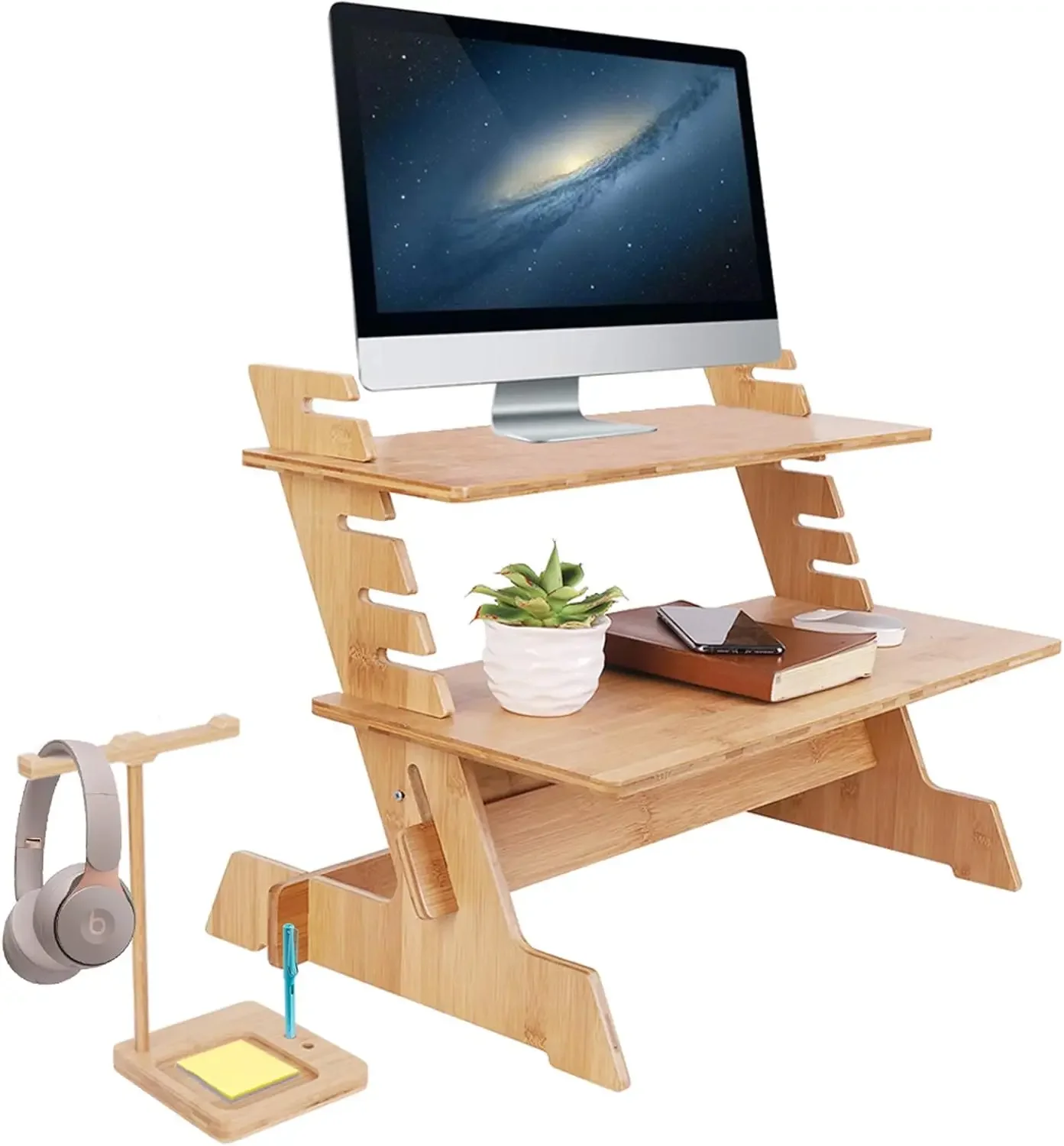 Customized Morden Adjustable Wooden Bamboo Desktop Laptop Stand Bamboo ...