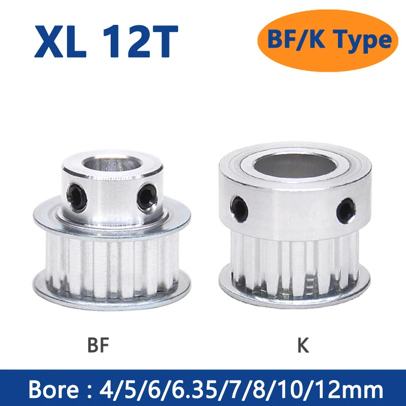 1pc 12T XL Timing Pulley Bore 4 5 6 6.35 7 8 10 12mm Aluminum Alloy 12 Teeth Synchronous Wheels ...