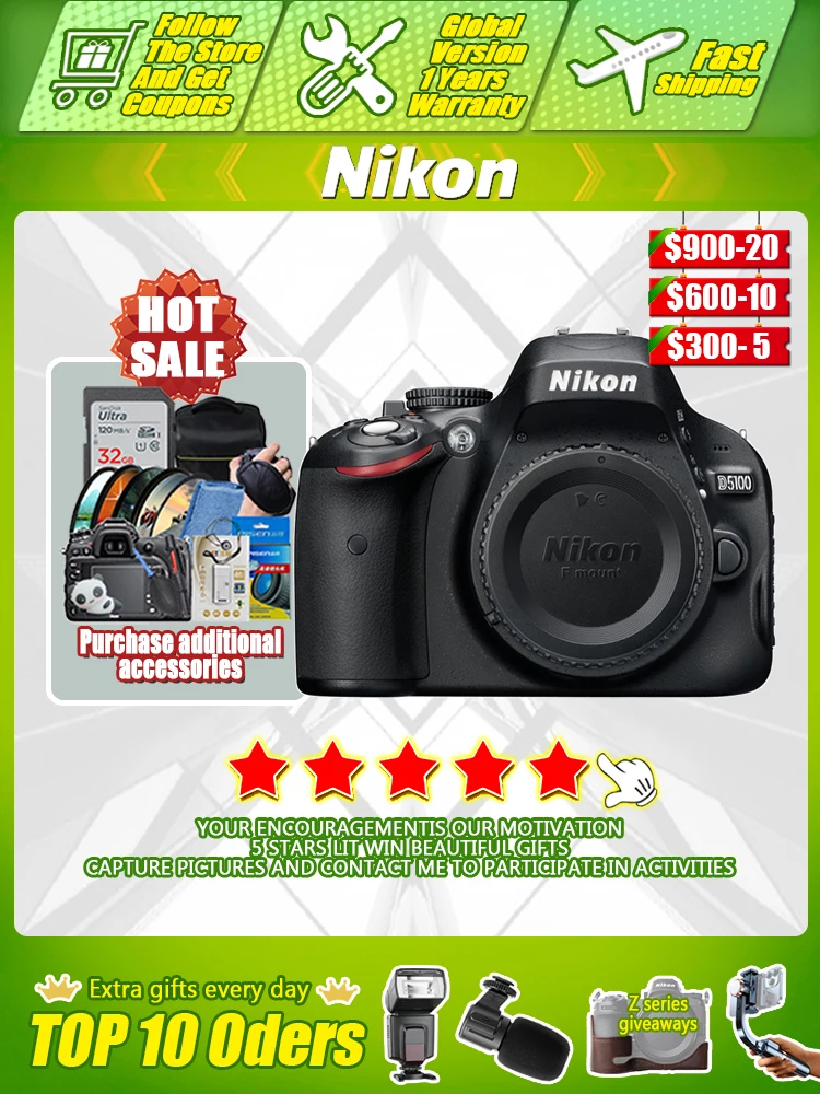 Nikon D5100 16.2MP CMOS Digital SLR Camera with 3-Inch Vari-Angle LCD ...