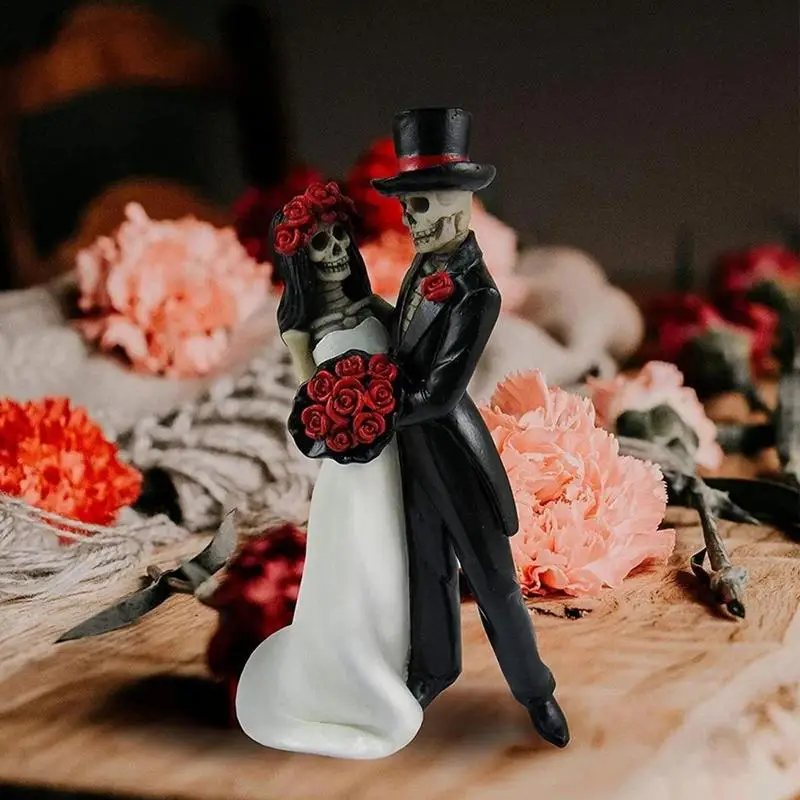 1pc-Vintage-Ghost-Couple-Statue-Ghost-Bride-Groom-Miniatures-Skeleton ...