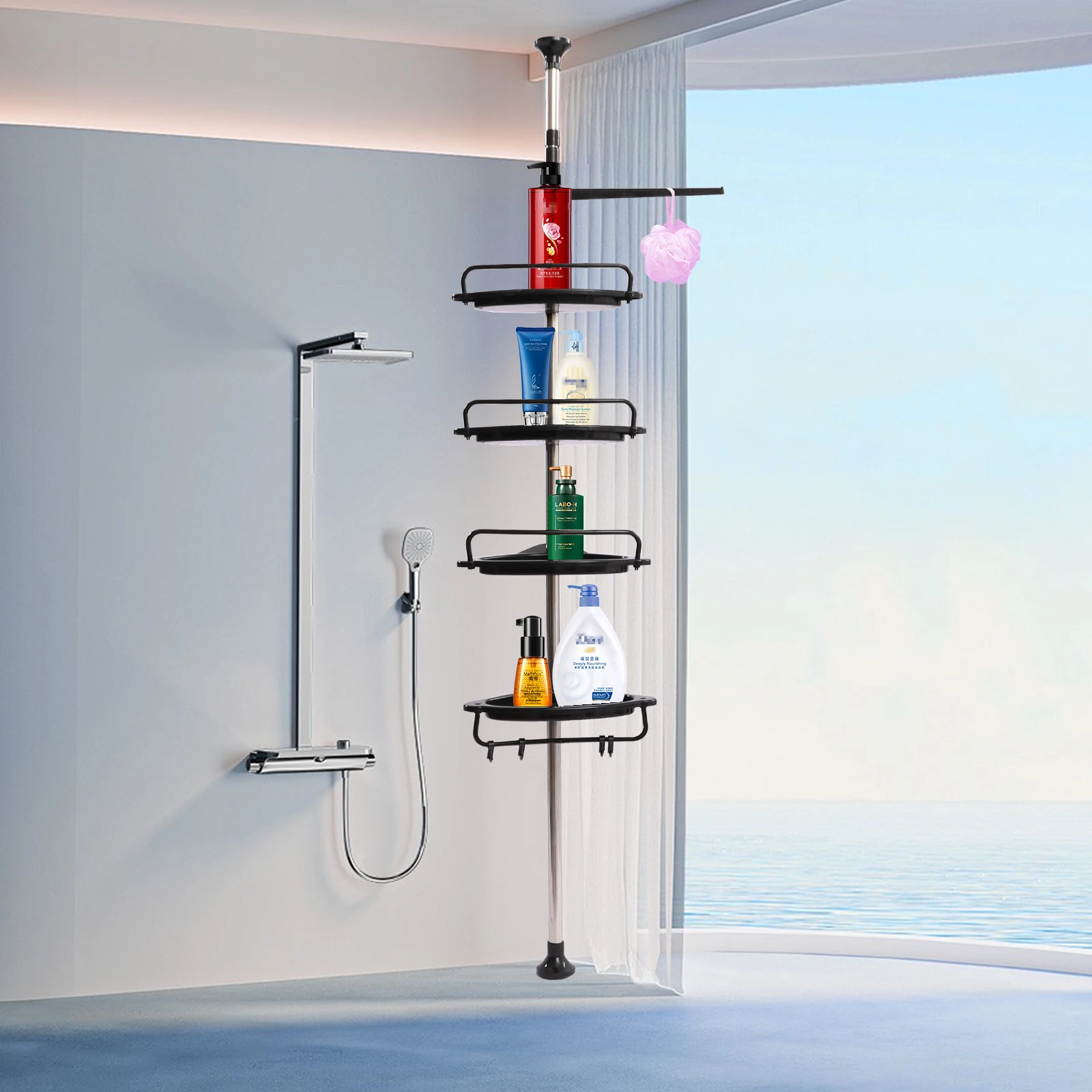 Height-Adjustable-Shower-Shelf-No-Drilling-Shelf-Corner-Stainless-Steel ...