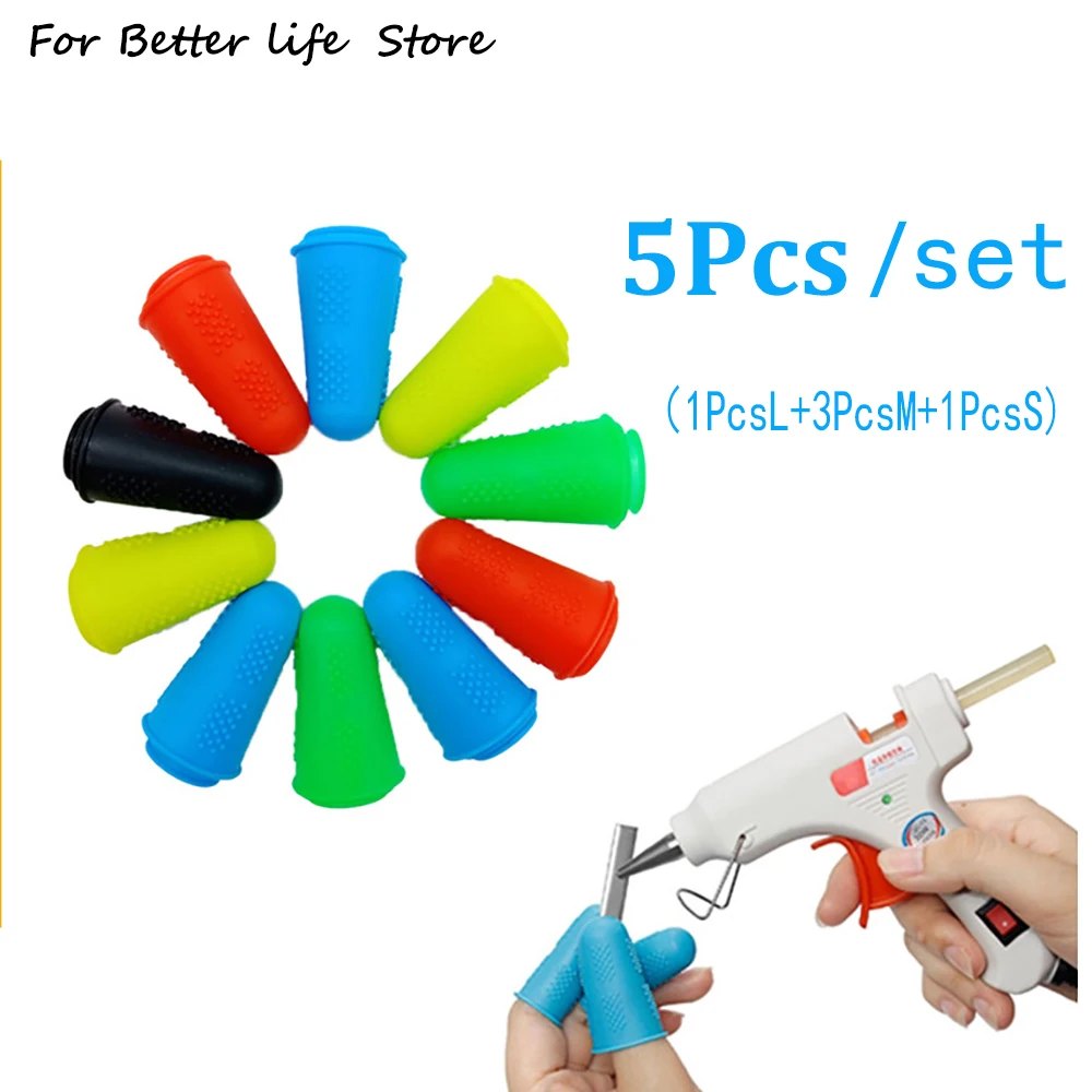 5 Pieces Silicone Finger Protector Sleeve Cover Anti-cut Heat Resistant ...