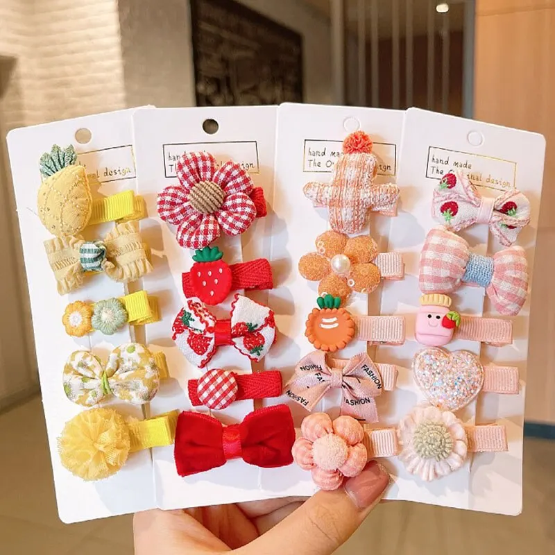 5-8-10PCS-Cute-Bowknot-Baby-Girl-Hair-Clips-Set-Korean-Flower-Children ...