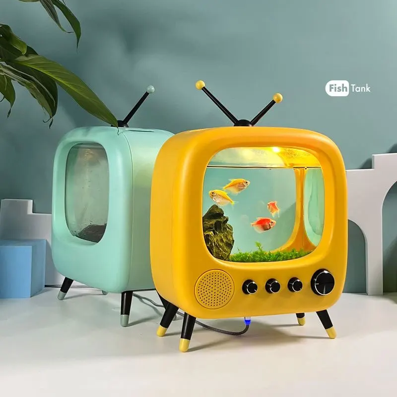 TV-Fish-Tank-Thai-Fish-Tank-Vintage-Desk-Office-Desk-Net-Red-Aquarium ...