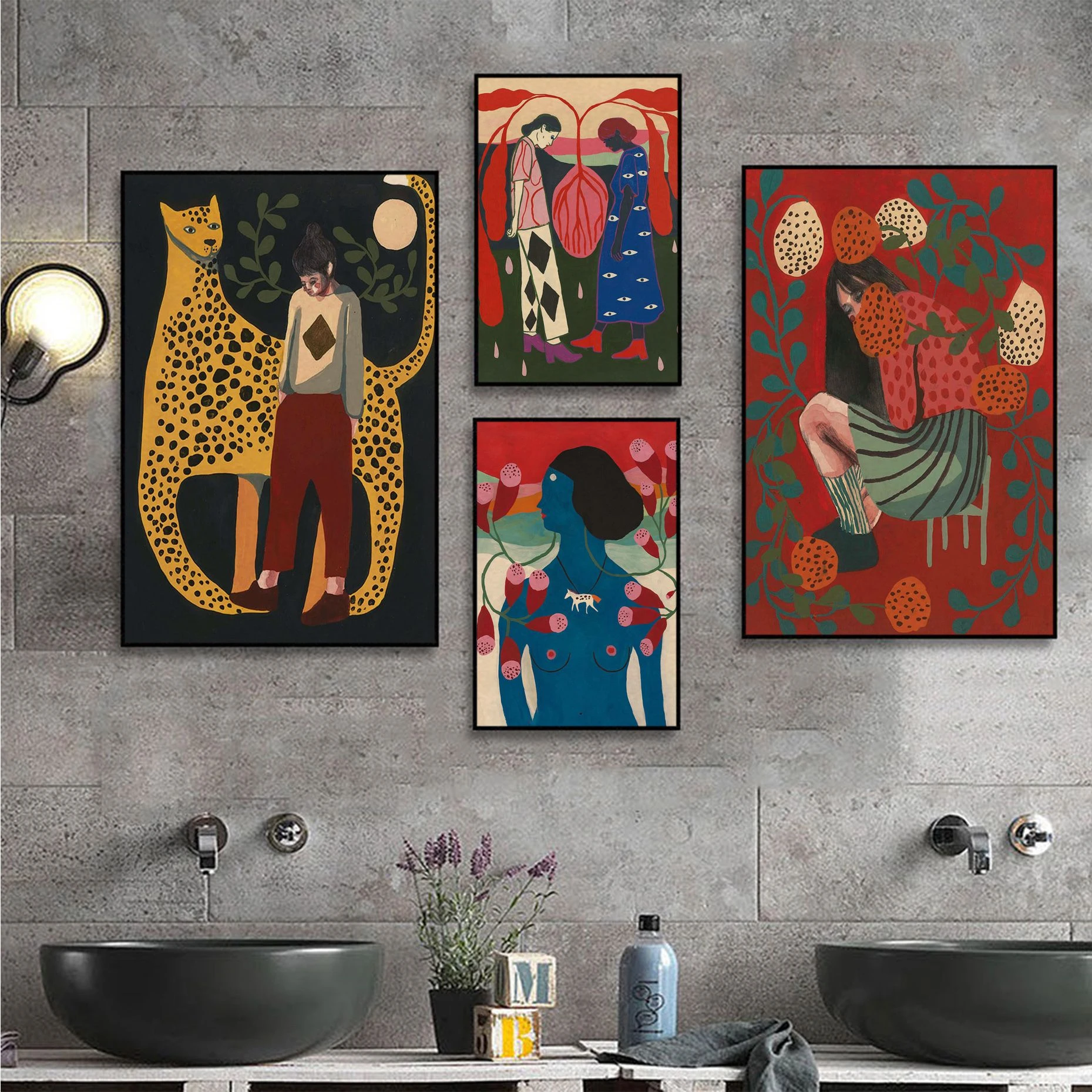 Kraft Paper Sticker | Woman Poster Fish | Kraft Room Decor | Kraft ...