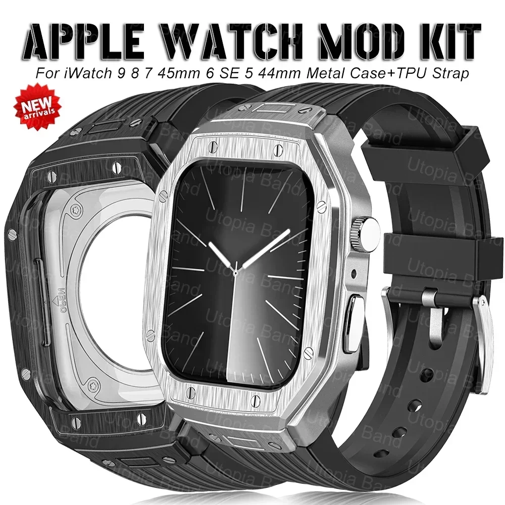 Luxury-Metal-Case-For-Apple-Watch-9-8-7-45mm-Modification-Kit-For ...