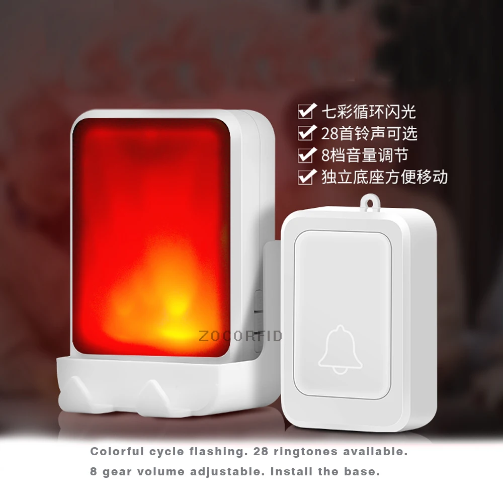 Wireless 7 Color Light Flash Changeable Music Doorbell Home Wireless ...