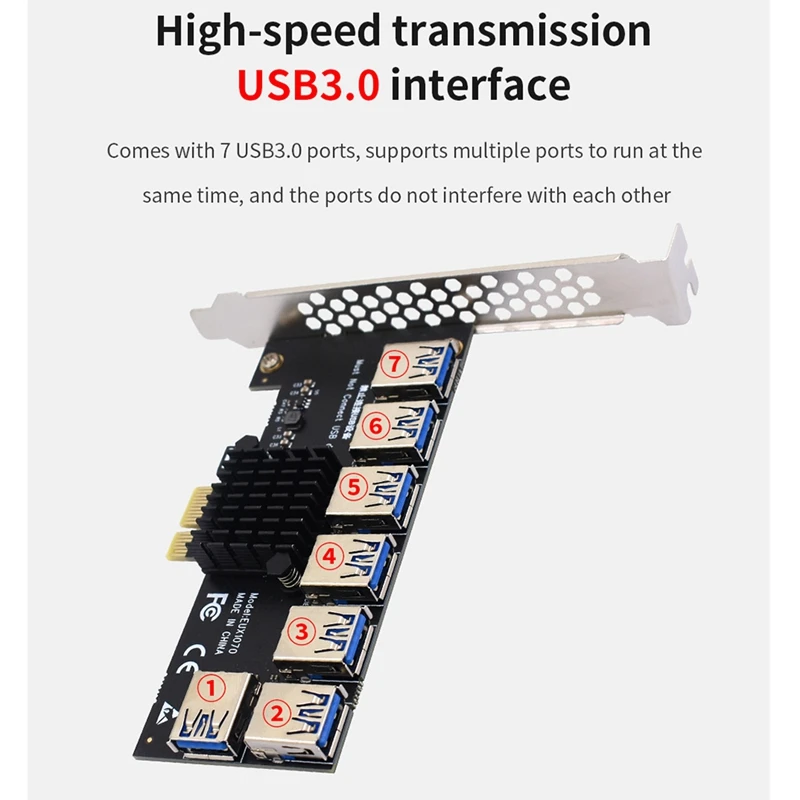 PCIE Multiplier Riser PCIE 1 To 7 PCIE X16 USB Miner Adapter Extender ...