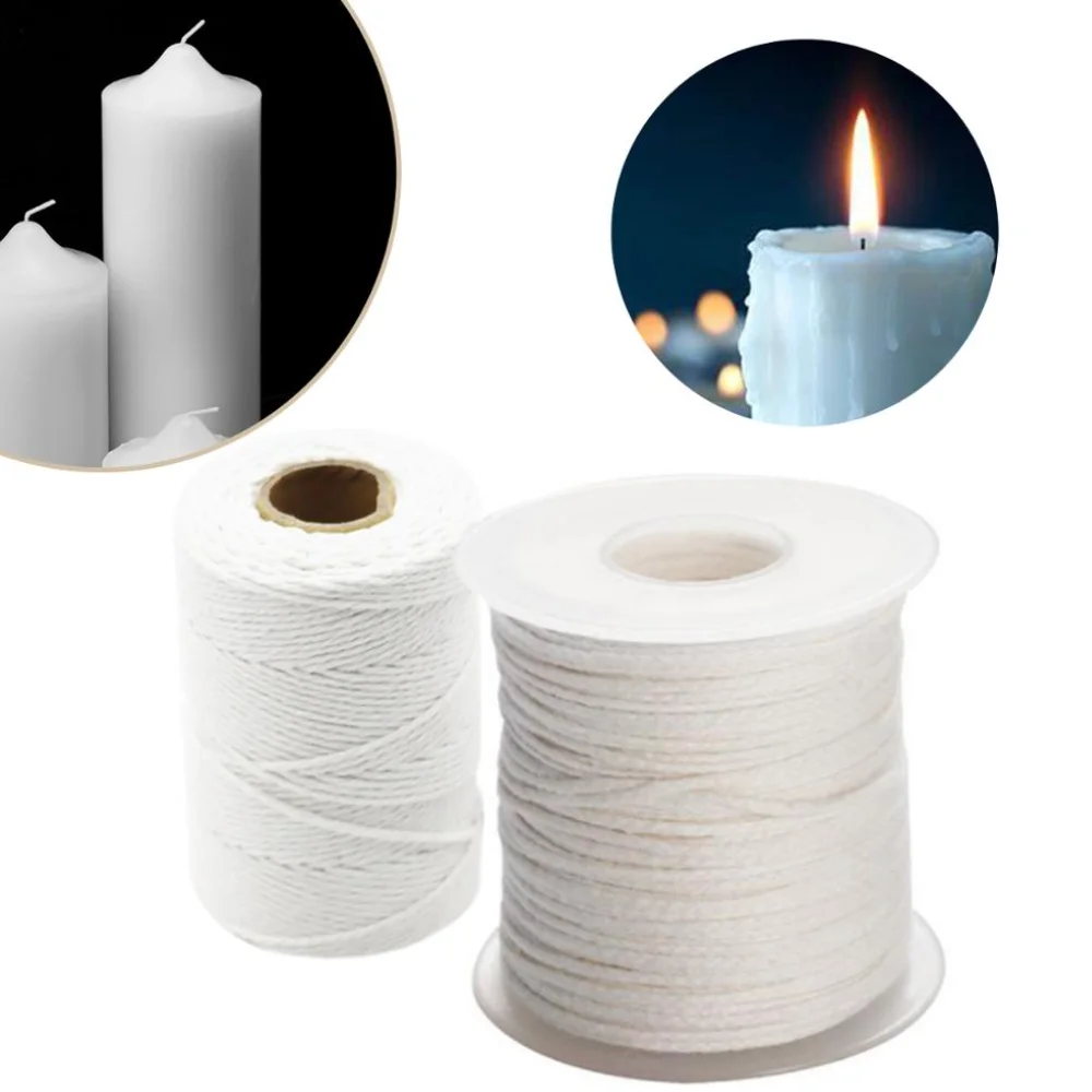 1 Spool of Unwaxed Cotton Square Braid Candle Wicks Candle Wax Core 61m ...