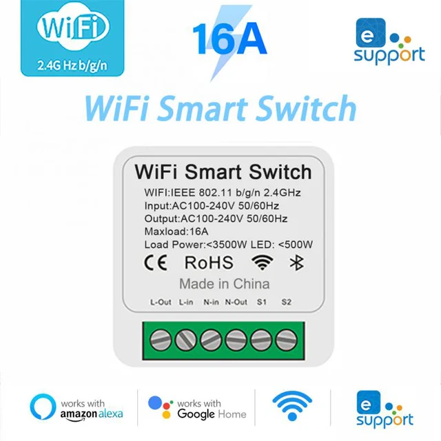 16A EWeLink Wifi Mini Smart Switch 2-way Control Wireless Timing Smart ...