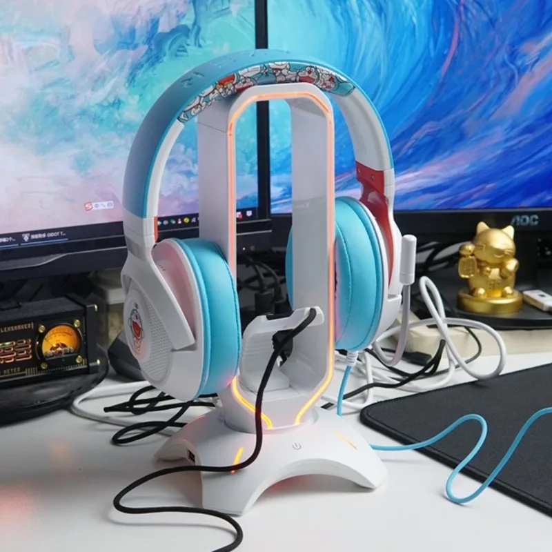 Rgb Headphones Stand Over-ear Headset Holder Desktop Display Shelf With ...