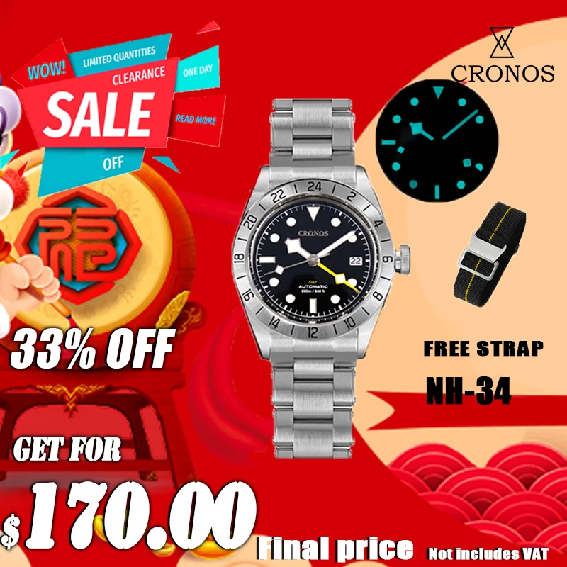 Cronos-Vintage-GMT-39mm-NH34-Automatic-Men-Watch-Mechanical-Sapphire ...