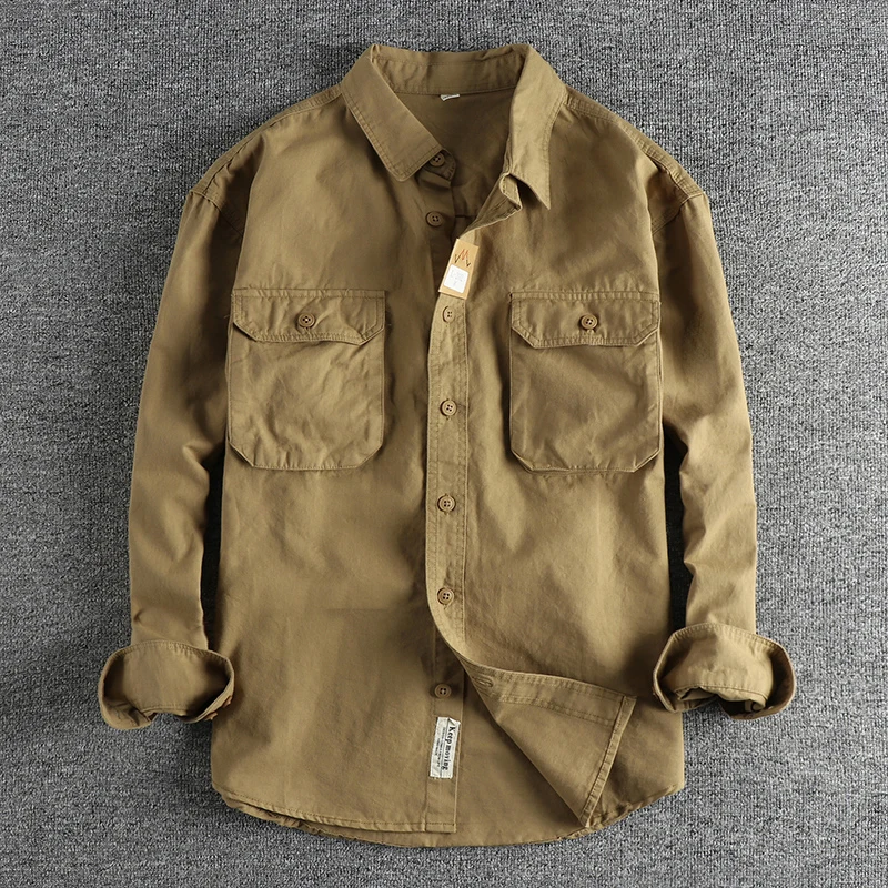 Autumn-American-Retro-Long-Sleeve-Lapel-Solid-Color-Shirt-Men-s-Fashion ...
