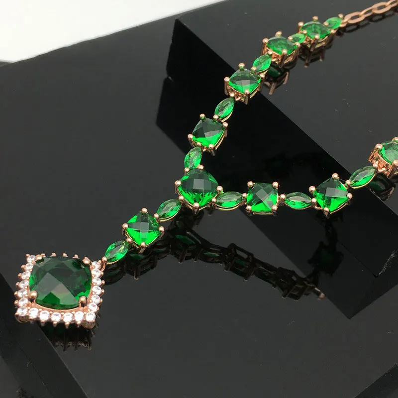 585-purple-gold-luxury-emerald-necklaces-high-grade-fashion-plated-14K-rose-gold-clavicle-chain ...