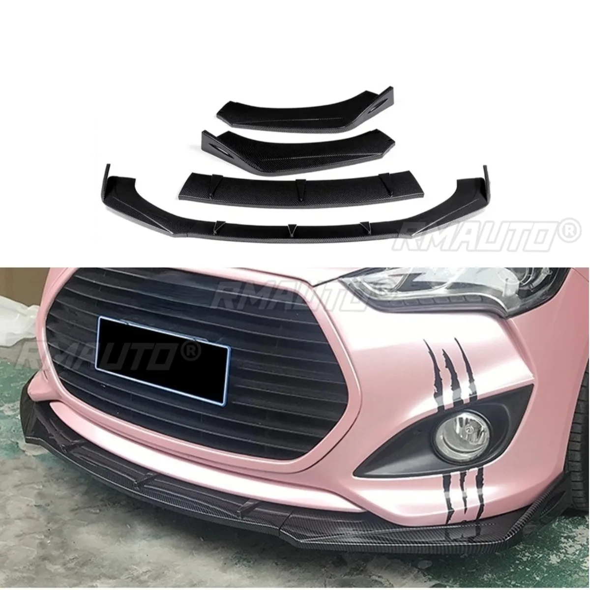 For Veloster Car Front Bumper Lip Splitter Diffuser Spoiler For ...