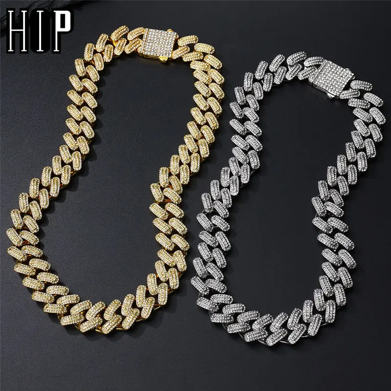 HIP-HOP-20MM-Cuban-Link-Chain-3Row-Iced-Out-Rapper-Heavy-Baguette ...