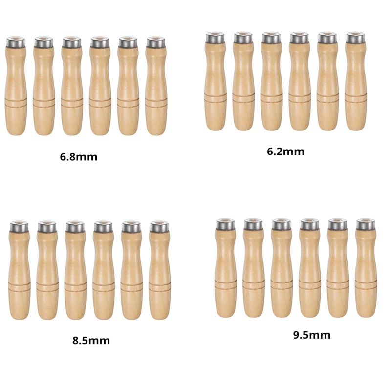 ABKD 6Pcs Wooden File Handle Round Hole Ergonomic Handles With Metal ...