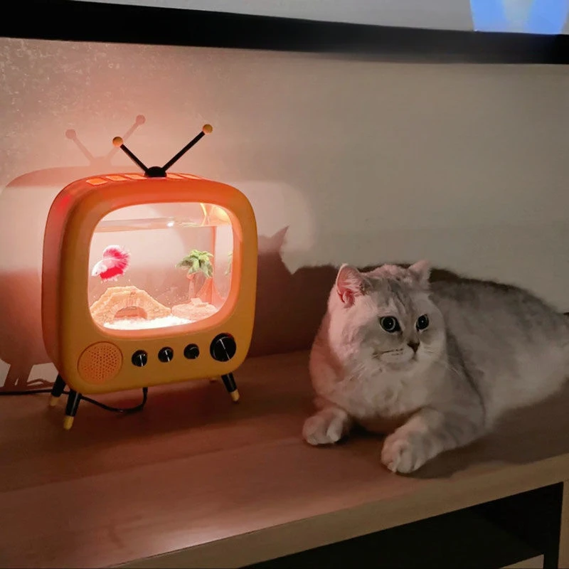 TV-Fish-Tank-Desktop-Douyu-Retro-Style-Desktop-Home-Cute-Pet-Good-Stuff ...