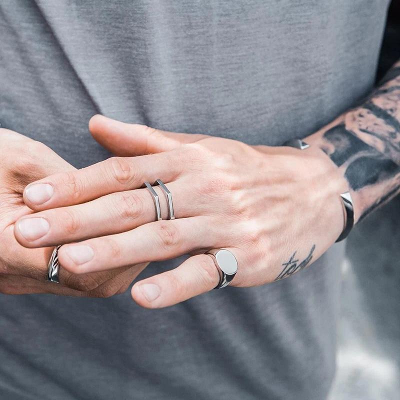 Vnox Customized Signet Ring For Men Women,chunky Punk Stamp Square ...