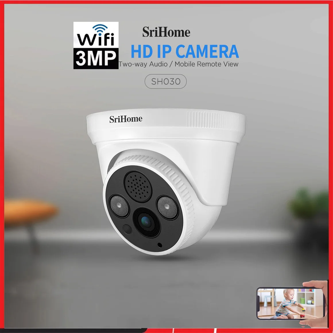 Sricam-SH030-3-0MP-FHD-Dome-IP-Camera-H-265-Security-CCTV-Wireless-Wifi ...