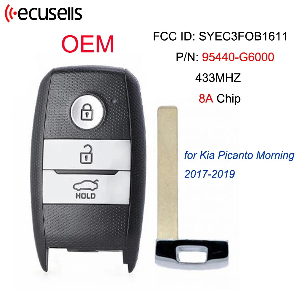 Ecusells OEM Keyless-Go Smart Remote Key SYEC3FOB1611 for Kia Picanto ...