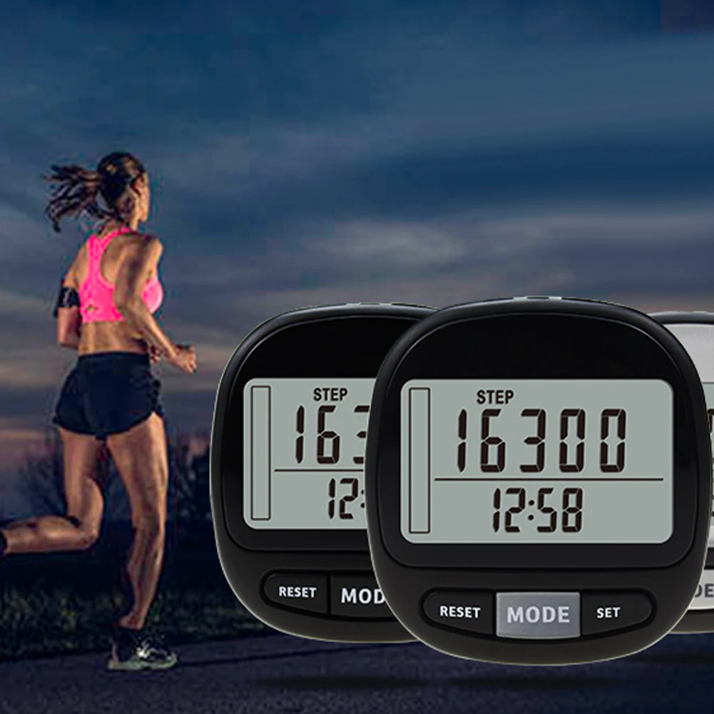 3D Pedometer Simple Step Counter Large LCD Display Walking Step Counter ...