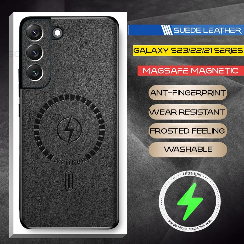 For-Magsafe-Magnetic-Case-For-Samsung-S23-Ultra-Premium-Suede-Leather ...