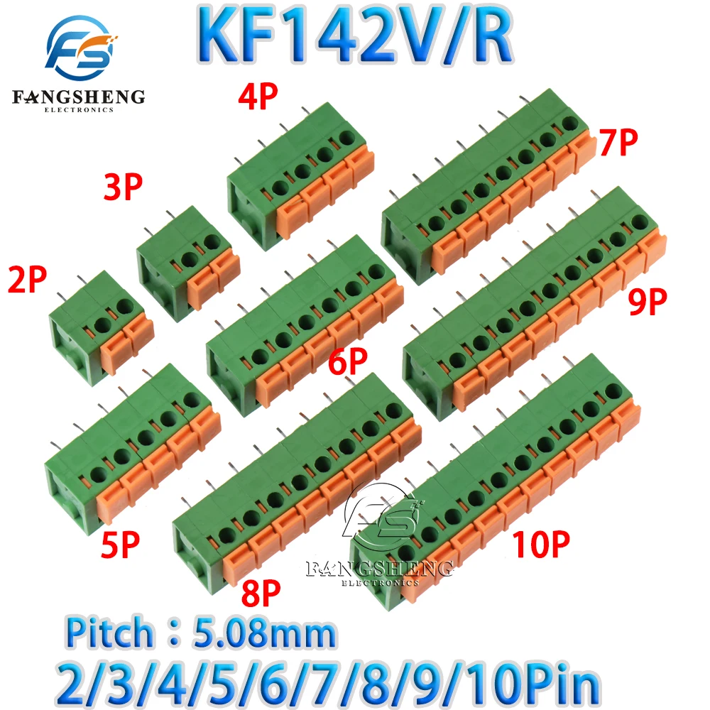 5-10Pcs-5-08mm-KF142V-KF142R-Push-in-Spring-Screwless-Terminal-Block ...