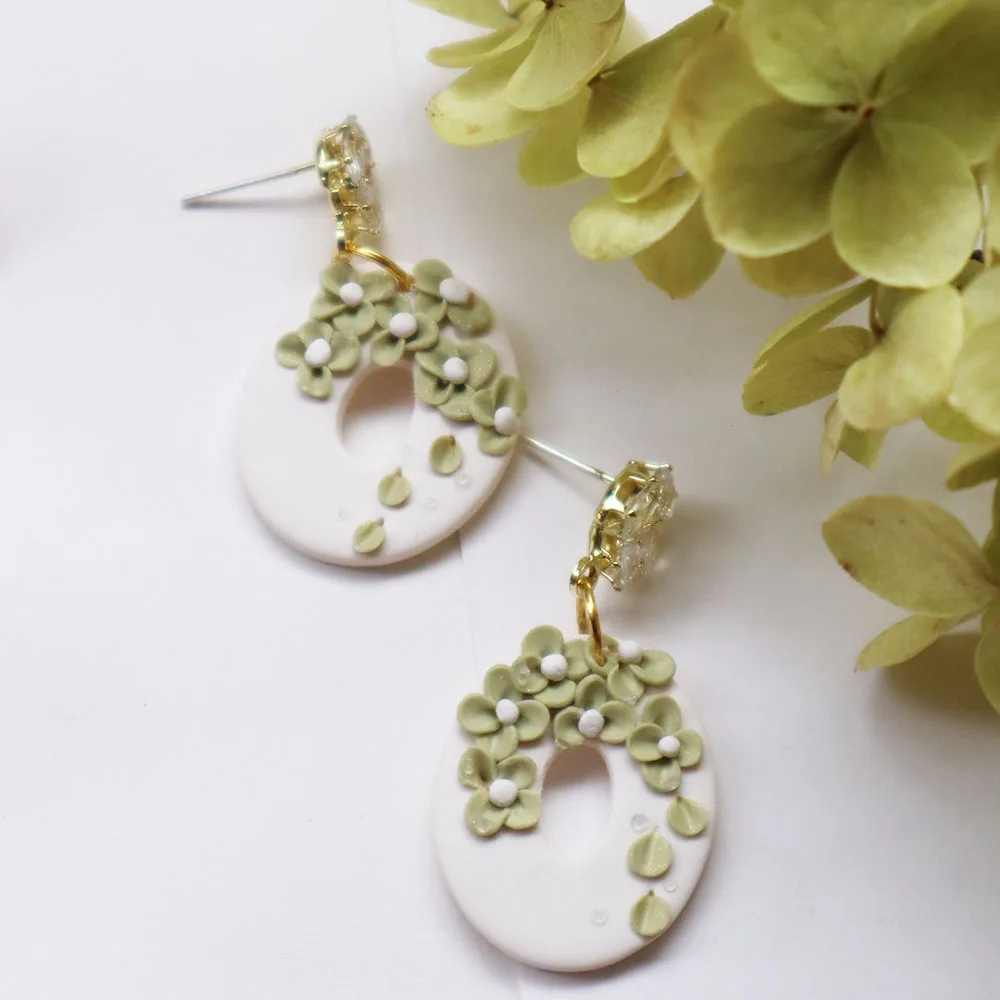 2025 New Polymer Clay Drop Earrings Geometry Round Zircon Earrings for ...