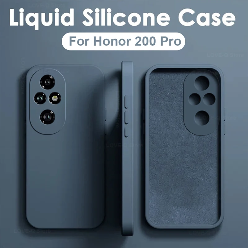 For Honor 200 Pro Case Liquid Silicone Camera Lens Protector Phone Case ...