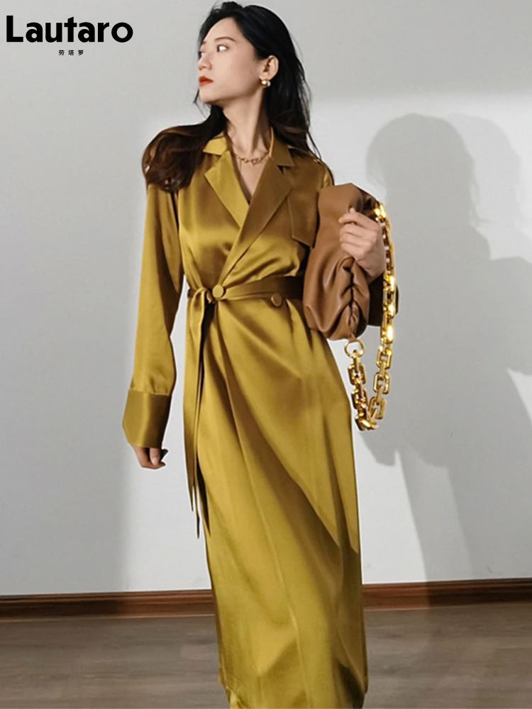 Lautaro Spring Autumn Long Soft Luxury Elegant Flowy Satin Acetate ...