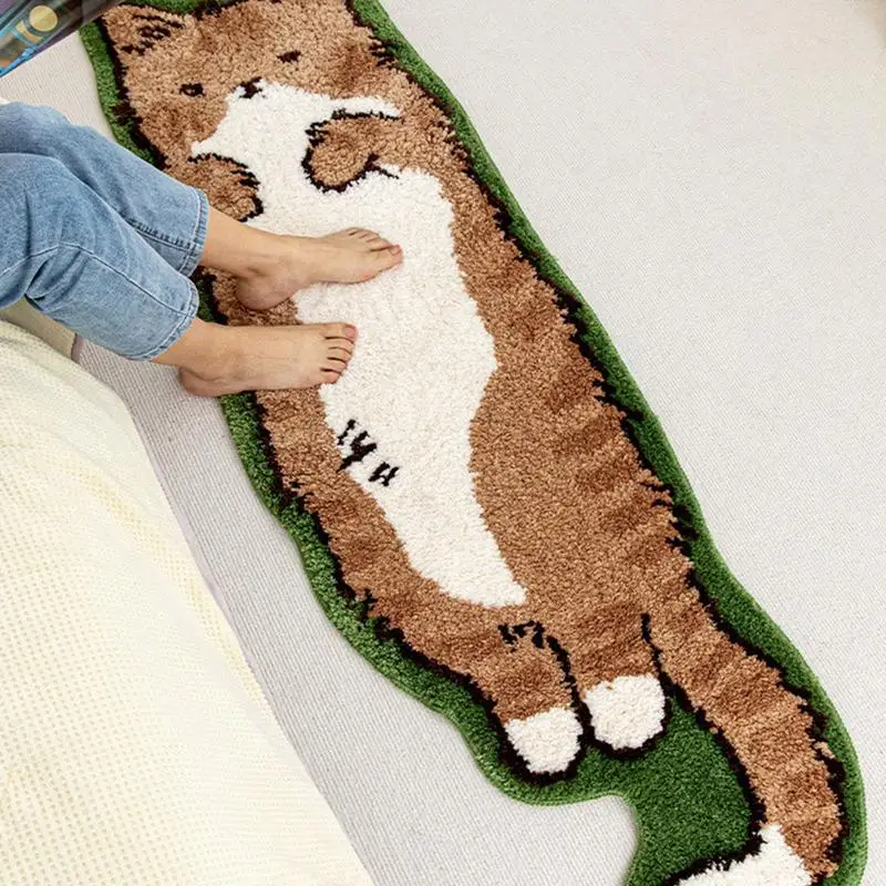 Cat-Shaped-Rug-Non-slip-Cartoon-Cat-Irregular-Rugs-Soft-Plush-Bedside ...