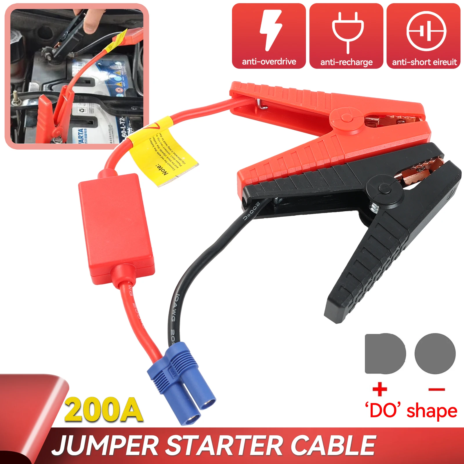 1pcs Battery Fire Wire Clip EC5 Connector Emergency Jumper Cable ...