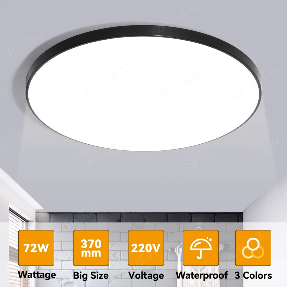 Led Ceiling Lamp Modern Black Frame Ceiling Chandelier 18/30/40/50/72W ...